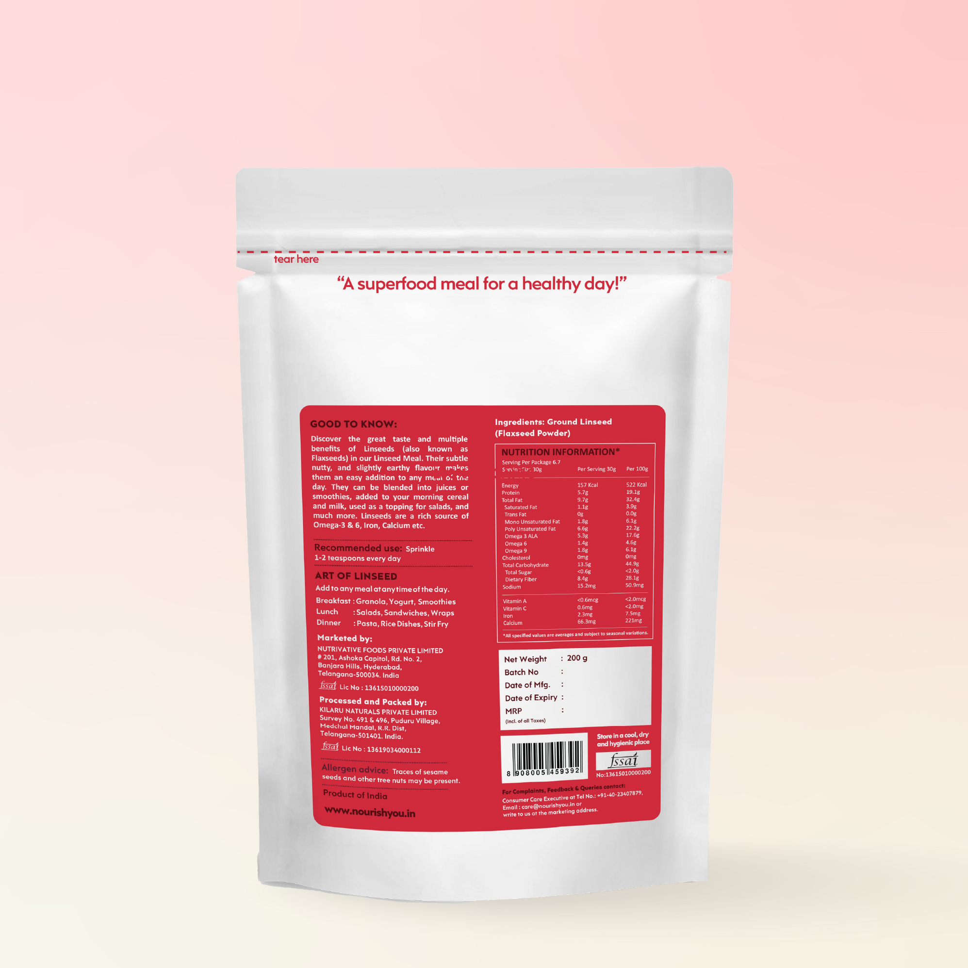 Linseed Meal | Organic Flaxseed Powder - Nourish You