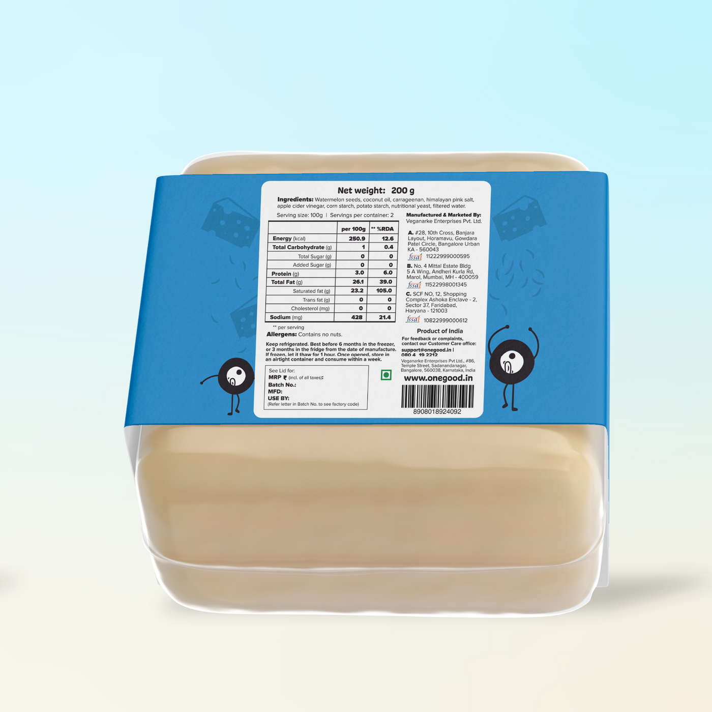Plant based mozzarella cheese block | 200 gm — Nourish You